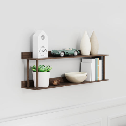 Platform Wall-Hung 2 Shelf Unit - Walnut